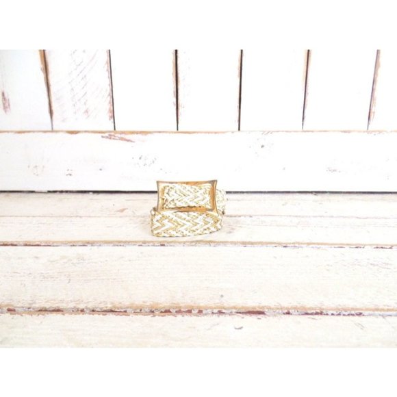 Accessories | Metallic Gold And White Woven Faux Leather Braided Rope ...